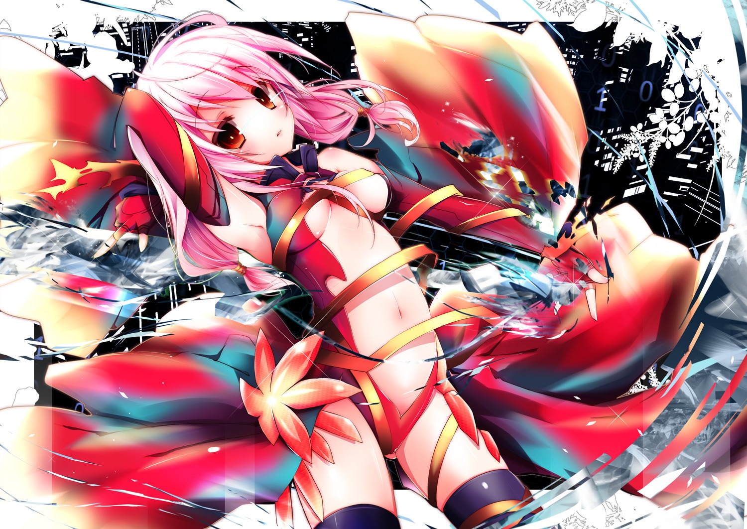 nanamomo rio guilty crown yuzuriha inori cleavage thighhighs | #197328 | yande.re